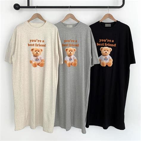 19써니 여성 여름 반팔 롱원피스 곰돌이 빅사이즈 키작녀 홈웨어 편한 원피스