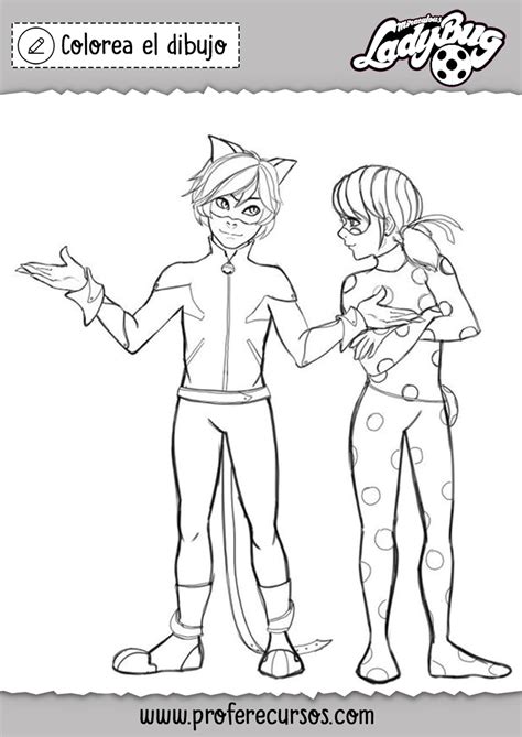 Cat Noir Y Ladybug Para Colorear Ladybug Coloring Page Butterfly