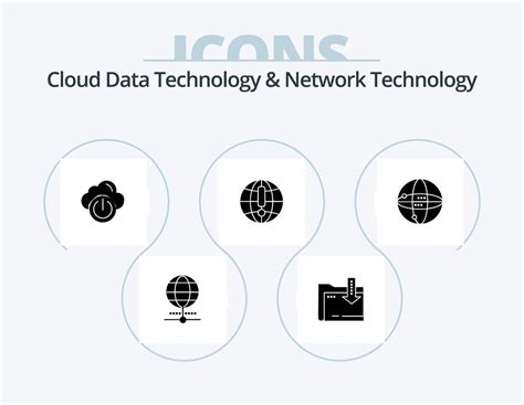 Cloud Data Technology And Network Technology Glyph Icon Pack 5 Icon