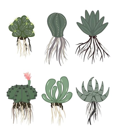 Premium Vector The Taproot And Fibrous Root System Of The Cactus