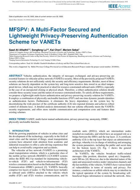 Pdf Mfspv A Multi Factor Secured And Lightweight Privacy Preserving Authentication Scheme For