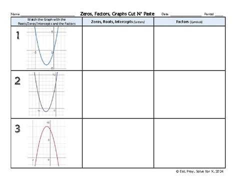 Quadratic Factors Zeros Graphs Match 2 In 1 Activity By Eatpraysolveforx