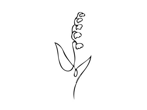 Lily Of The Valley May Flower Birth Floral Line Art Tattoo Design