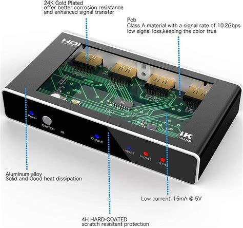 [c7656] Hdmi Switch Mrocioa 3 Port Input 1 Out 4k 30hz Hdmi Switcher Box With Remote Hdmi