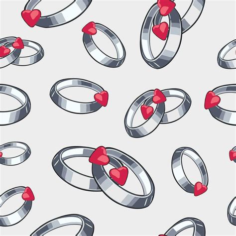 Silver Couple Ring Pattern Seamless Vector On Grey Background Jewelry Pattern Seamless