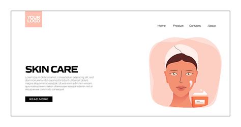플랫 만화 스타일의 스킨 케어 컨셉 컬러풀 벡터 일러스트레이션 미용 바디 케어 및 화장품 관련 현대 벡터 일러스트 사이트 방문