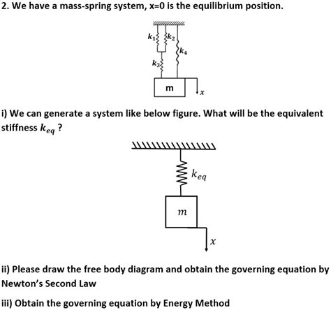 Solved 2 We Have A Mass Spring System X 0 Is The Equilibrium