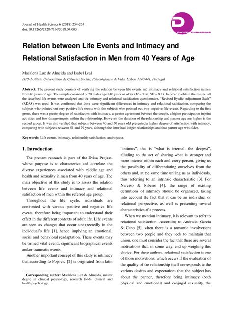 pdf relation between life events and intimacy and relational