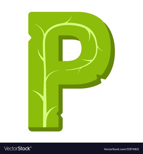 Letter P Green Leaves Summer Alphabet Royalty Free Vector