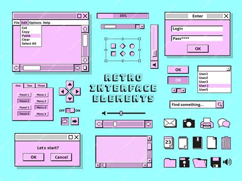 Premium Vector Retro Interface Elements 90s Vintage Pc Bars Message