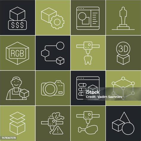 설정 선 기본 기하학적 모양 아이소 메트릭 큐브 3d 프린터 소프트웨어 Rgb 및 Cmyk 색상 혼합 서비스 및 치아 아이콘 벡터 3차원 형태에 대한 스톡 벡터 아트 및