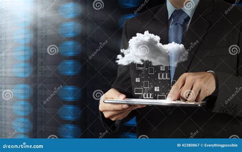 Businessman Working With A Cloud Computing Stock Image Image Of Idea Infrastructure 42380867