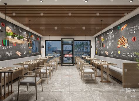 【烤肉店餐饮店3d模型】 现代vr有灯光有贴图max2016烤肉店餐饮店3d模型下载 Id1151085 免费3dmax模型库 青模3d模型网