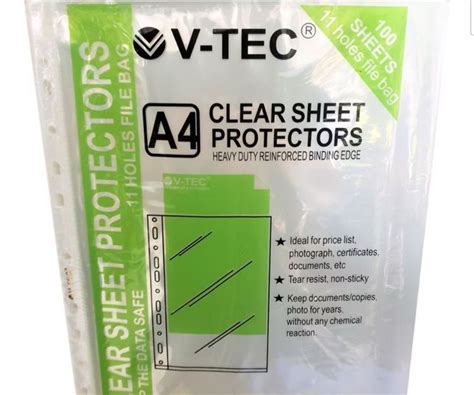 Vtec Sheet Protector Clear A4 100sheet Pelindung Kertasfile