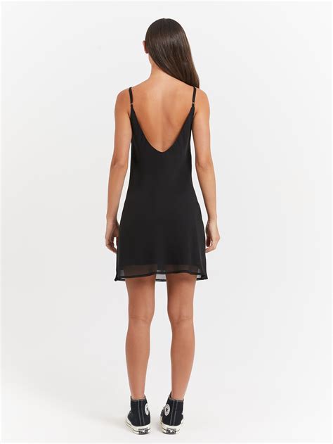 Beyond Her Tash Mini Slip Dress Black Glue Store