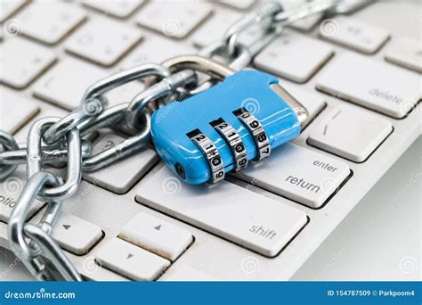 Chain Locked With Password Protection On Computer Keyboard This Image For Security Technology