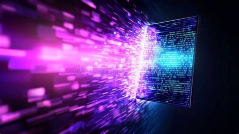 Futuristic Holographic Lock Streaming Binary Data Abstract Digital Security Concept Holographic