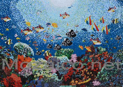 Aquatic Ocean Scene Glass Mosaic Pool Tiles I Mozaico Beach Style Bathroom Other By