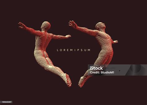 리더십 자유 또는 개발 개념 다시 점프 하는 Ouple 아이콘 건강 및 피트니스 커뮤니티를 위한 체조 활동 복셀 아트3d 벡터 일러스트레이션 체조에 대한 스톡 벡터 아트 및