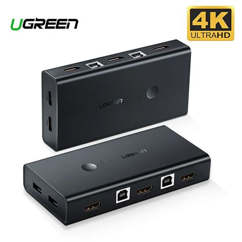 Ugreen USB HDMI KVM Switch K Ultra HD HDMI Switcher Box And VGA To USB KVM Splitter For Sharing