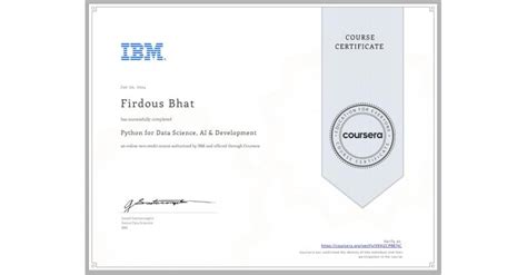 Firdous Bhat On Linkedin Completion Certificate For Python For Data Science Ai And Development