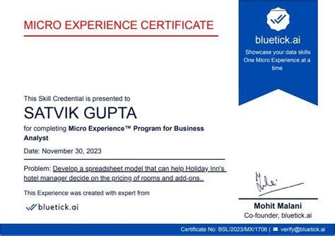 Satvik Gupta On Linkedin Micro Experience Certificate