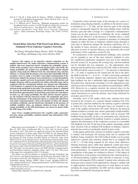 pdf partial relay selection with fixed gain relays and outdated csi