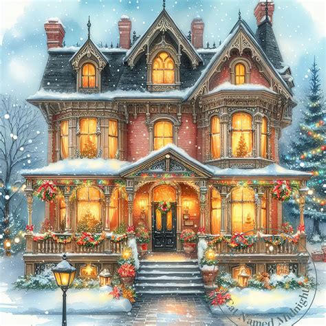 Victorian Christmas Home Scenes Clipart 10 Xmas House Clip Art