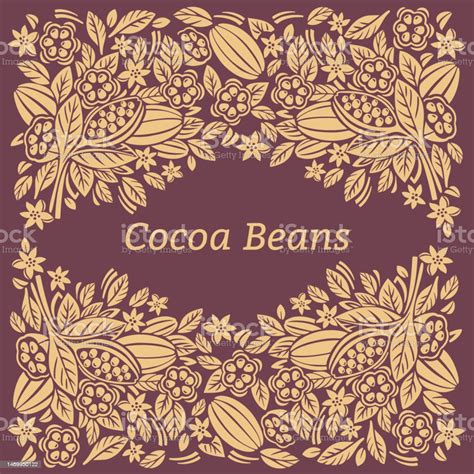 코코아 포장을위한 디자인 템플릿입니다 코코아 콩과 나뭇잎 벡터 그림입니다 0명에 대한 스톡 벡터 아트 및 기타 이미지 0명 디자인 라벨 Istock