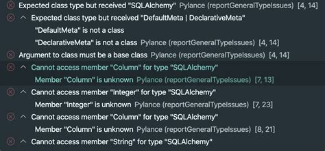Expected Class Type But Received Sqlalchemy · Issue 317 · Microsoftpylance Release · Github