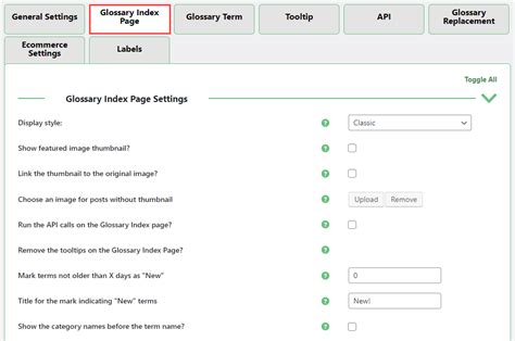 WordPress Glossary Plugin CMTG Getting Started Glossary Index