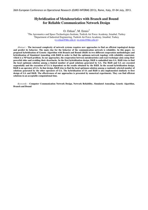 Pdf Hybridization Of Metaheuristics With Branch And Bound For