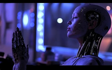 Premium Photo Low Angle Shot Of A Female Cyborg Robot Monk