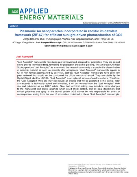 Pdf Plasmonic Au Nanoparticles Incorporated In The Zeolitic