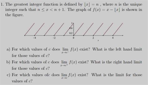 Solved The Greatest Integer Function Is Defined By X Chegg