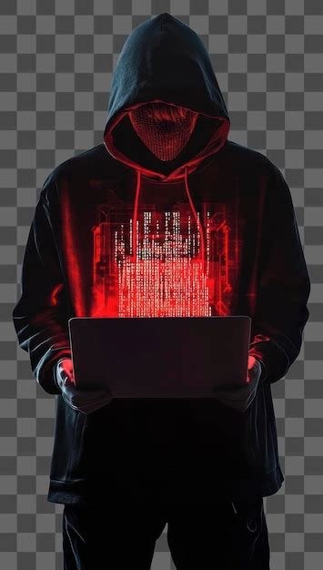 Premium Psd Png Hacker Hoodie Laptop Computer