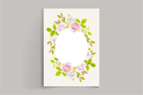 손으로 그린 꽃 결혼 초대 카드 템플릿 프리미엄 벡터