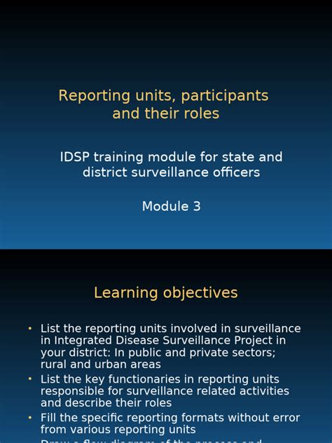 Reporting Units And Their Role In Idsp Pdf Health Professional
