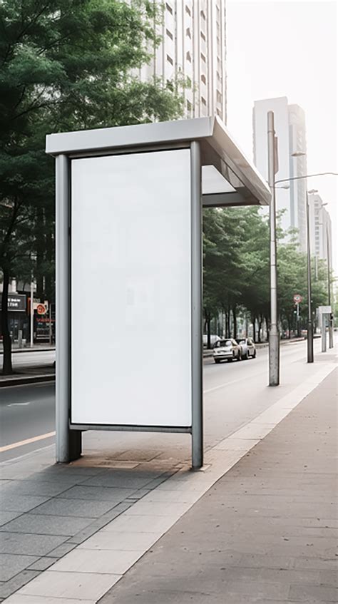 室外路边竖版广告牌海报样机模型图片