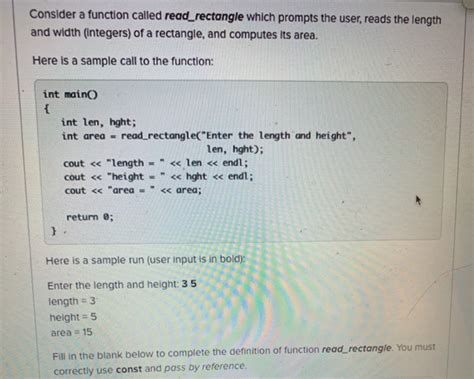 Solved Consider A Function Called Readrectangle Which