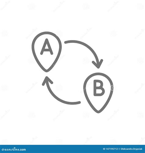 Destination Sign Endpoint Moving To Different Locations Line Icon Stock Vector Illustration
