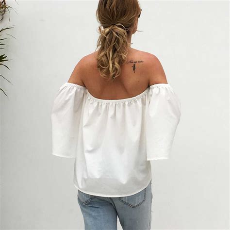 Tummy Hiding Oversized Off The Shoulder Tops Loose Blouse Sunifty