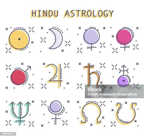 주오티샤 점성술행성의 선 아이콘 흰색 배경 벡터 그림에 격리 된 컬러 로고 요소 화성 금성 수은 달 태양 목성 토성 명왕성