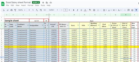 Salary Sheet Excel Format