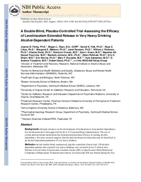 Pdf A Double‐blind Placebo‐controlled Trial Assessing The Efficacy