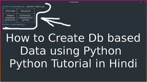 hindi python programming how to make mysql based database using