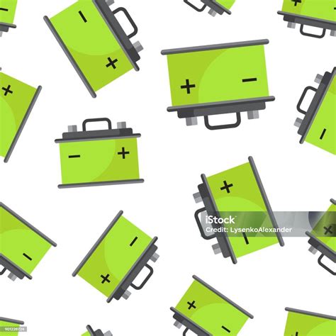 자동차 배터리 원활한 패턴 배경입니다 비즈니스 평면 벡터 일러스트입니다 자동 누 산 기 배터리 에너지 전원 기호 패턴입니다