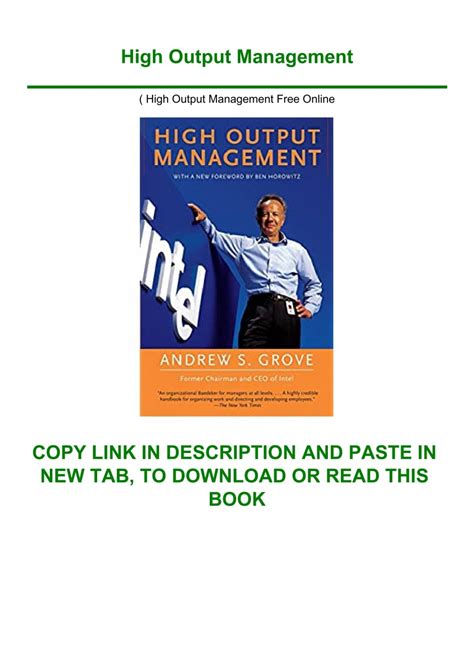 Book High Output Management Free Online