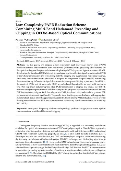 Pdf Low Complexity Papr Reduction Scheme Combining Multi Band