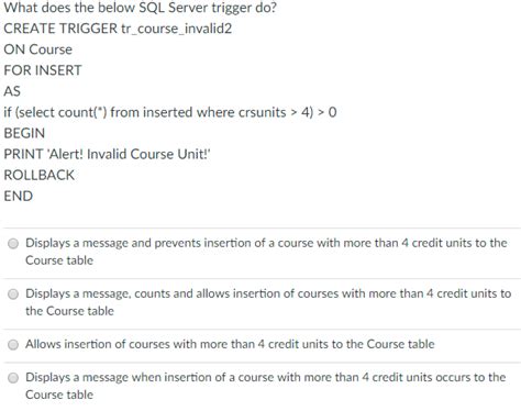 Solved What Does The Below Sql Server Trigger Do Create